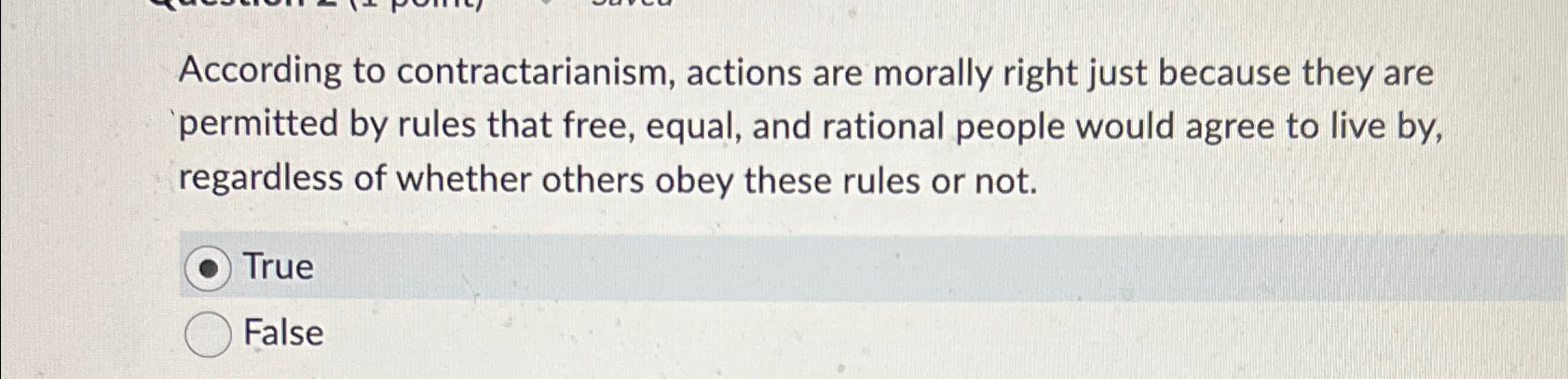 Solved According to contractarianism, actions are morally | Chegg.com