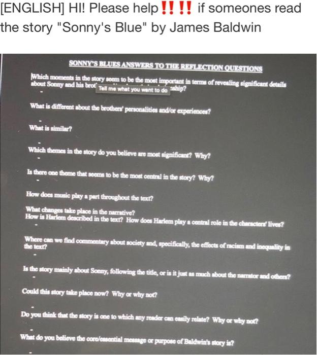 [ENGLISH] HI! Please help !!!! if someones read the | Chegg.com