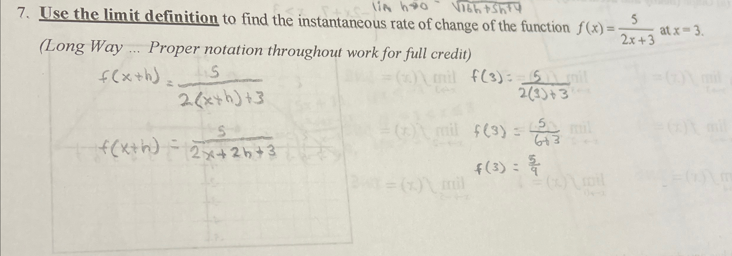 Solved Use the limit definition to find the instantaneous | Chegg.com