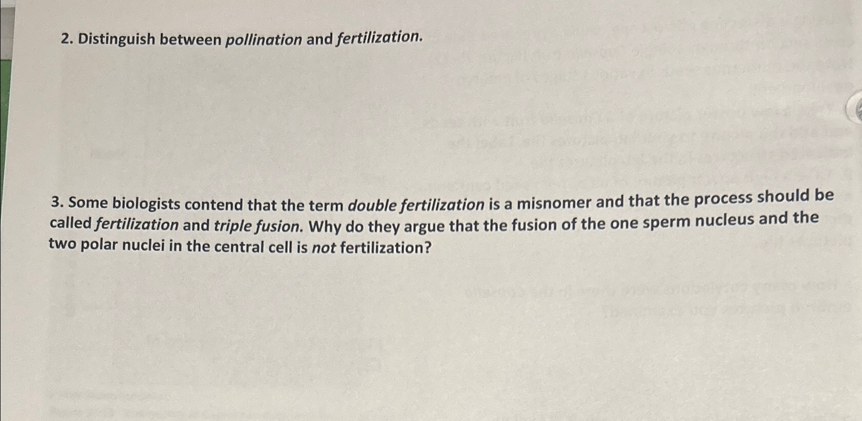 Solved Distinguish between pollination and | Chegg.com
