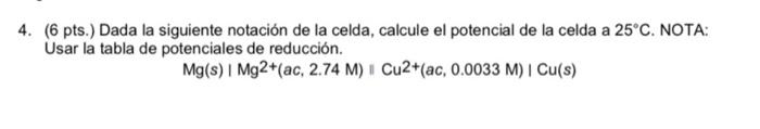 Solved Given the following cell notation, calculate the cell | Chegg.com