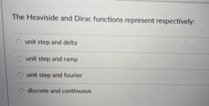 Solved The Heaviside and Dirac functions represent | Chegg.com