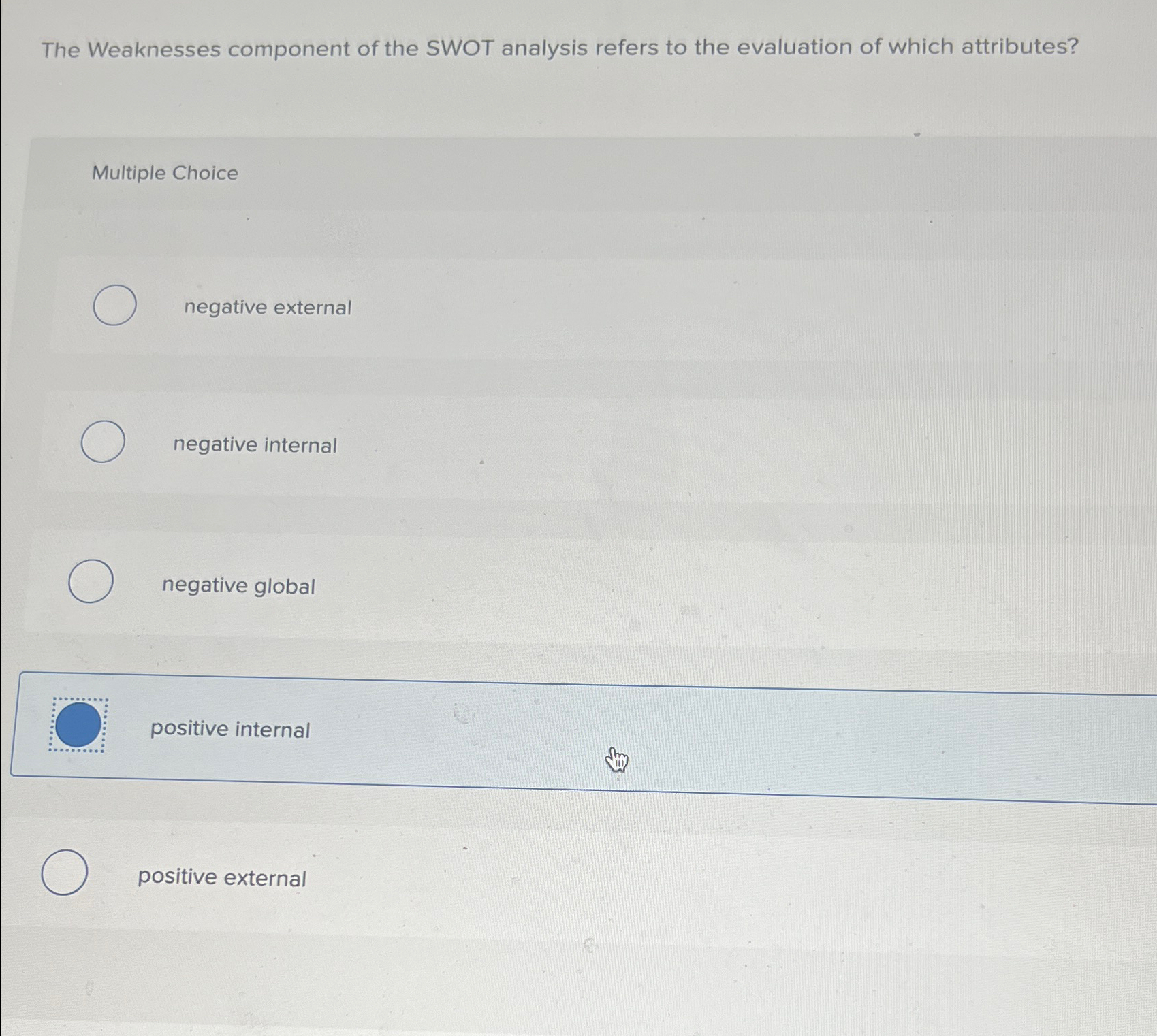 Solved The Weaknesses component of the SWOT analysis refers | Chegg.com