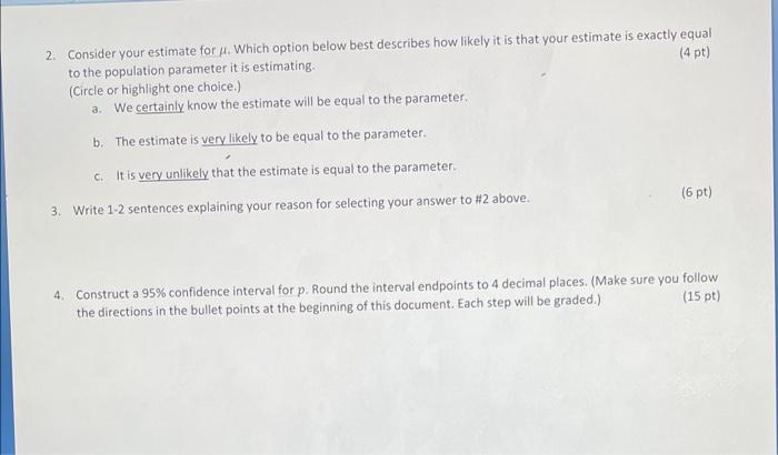 Paragraph Confidence Interval Assignment: Emergency | Chegg.com