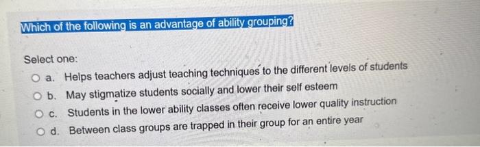 Solved Which of the following is an advantage of ability | Chegg.com