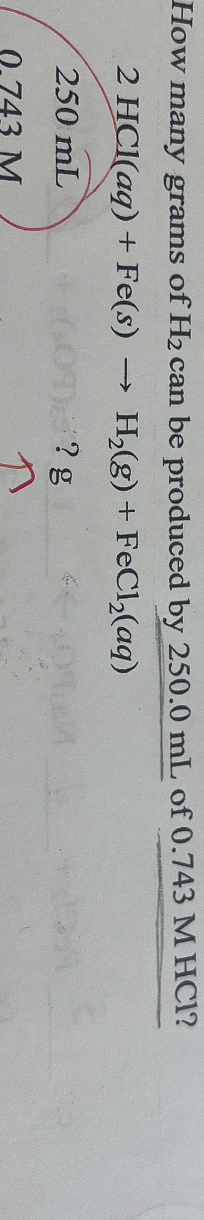 Solved How many grams of H2 ﻿can be produced by 250.0mL ﻿of | Chegg.com