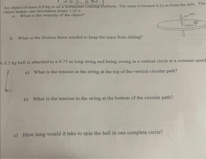 Solved An object of mass 0.8 kg is on a horizontal rotating | Chegg.com