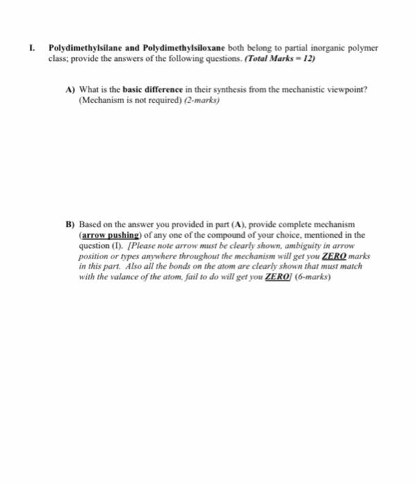 Solved 1. Polydimethylsilane and Polydimethylsiloxane both | Chegg.com