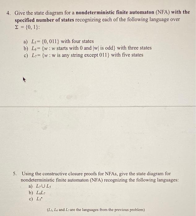 Solved 4. Give the state diagram for a nondeterministic | Chegg.com