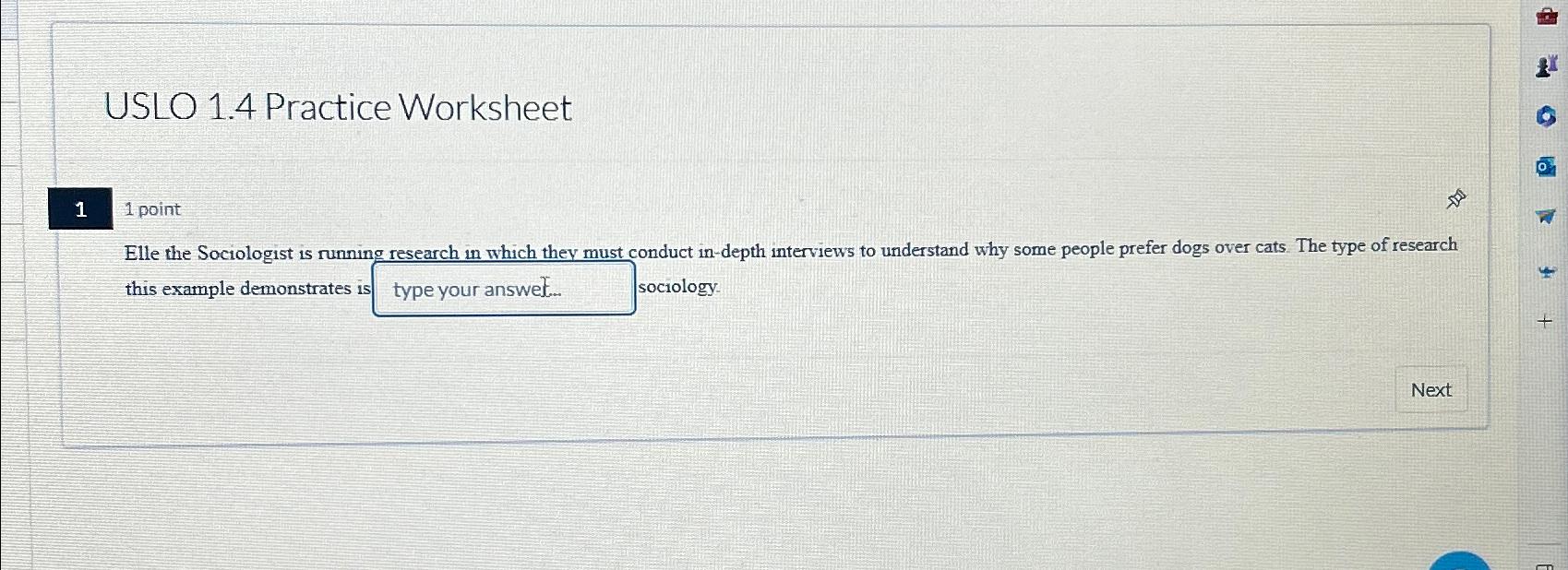 Solved USLO 1.4 ﻿Practice Worksheet11 ﻿pointElle the | Chegg.com