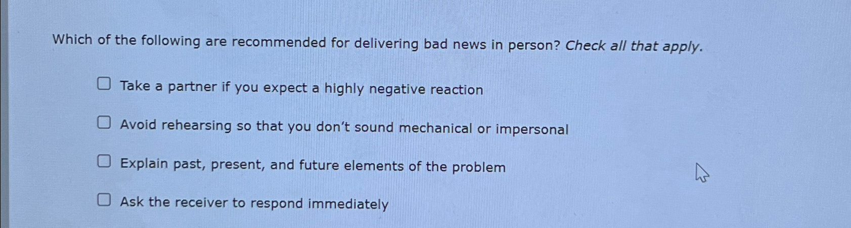 Solved Which of the following are recommended for delivering | Chegg.com