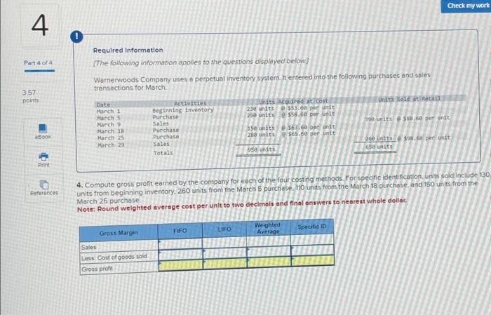 Solved 4 Part 4 of 4 3.57 points eBook Print References ! | Chegg.com