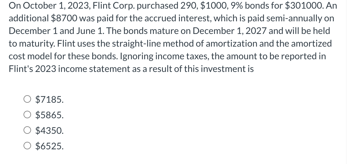 Solved On October 1, 2023, ﻿Flint Corp. purchased 290, | Chegg.com