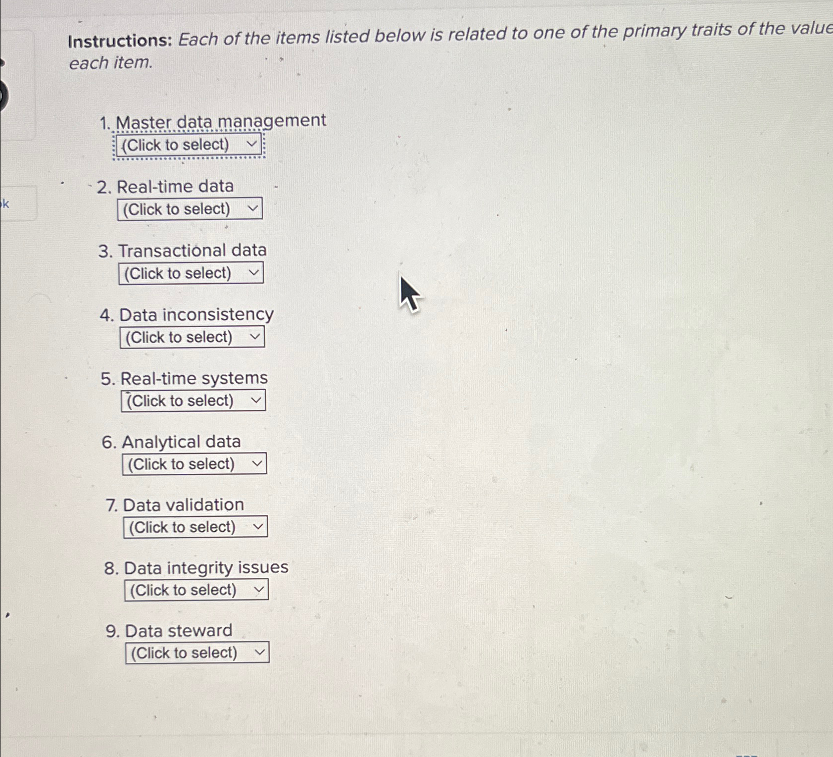 Solved Instructions: Each of the items listed below is | Chegg.com