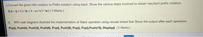Solved Convert the given infix rotation to Prefix notation | Chegg.com