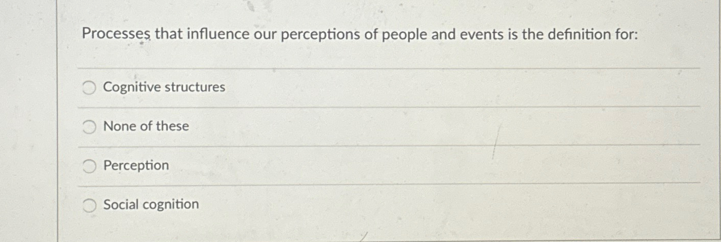 Solved Processes that influence our perceptions of people | Chegg.com