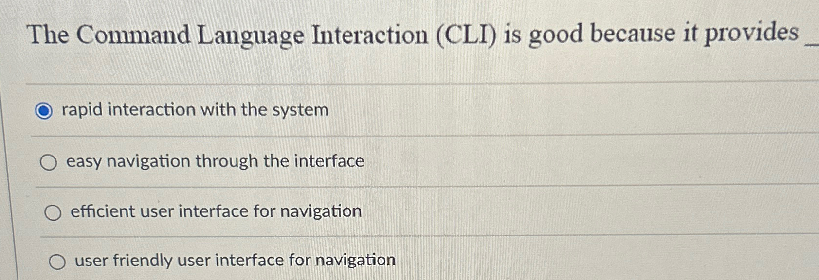 The Command Language Interaction (CLI) ﻿is good | Chegg.com