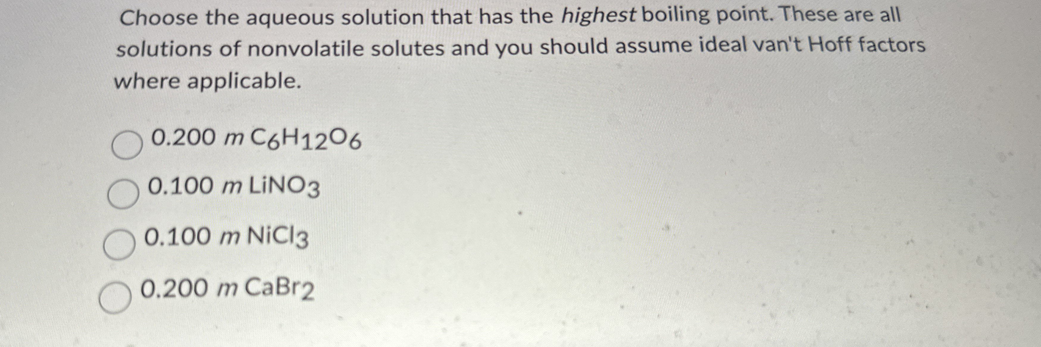 Solved Choose the aqueous solution that has the highest | Chegg.com