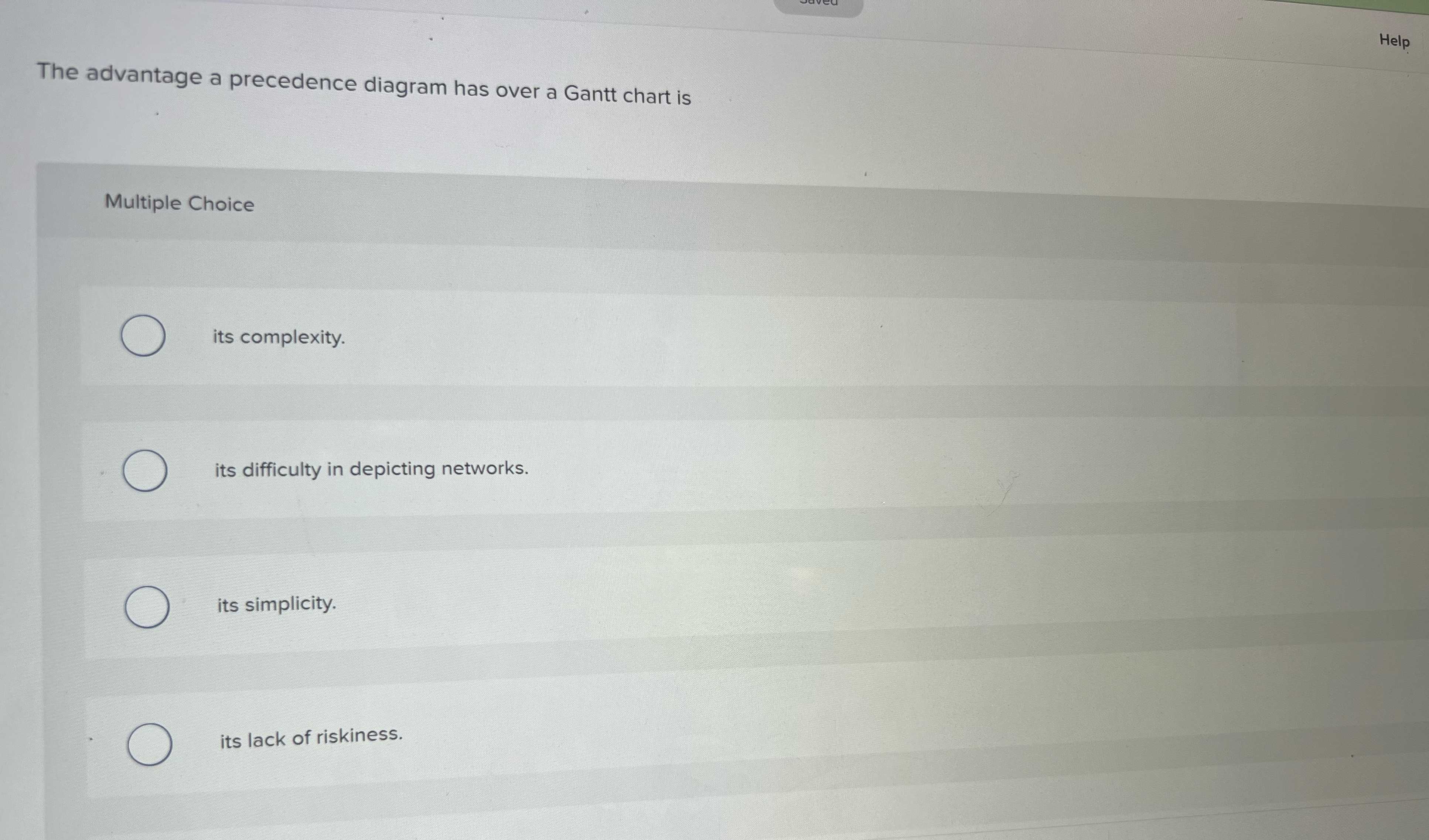 Solved The advantage a precedence diagram has over a Gantt | Chegg.com