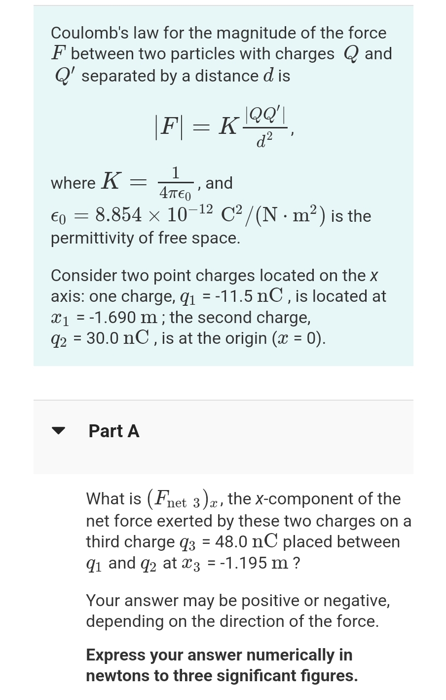 Solved Coulomb's law for the magnitude of the force F | Chegg.com