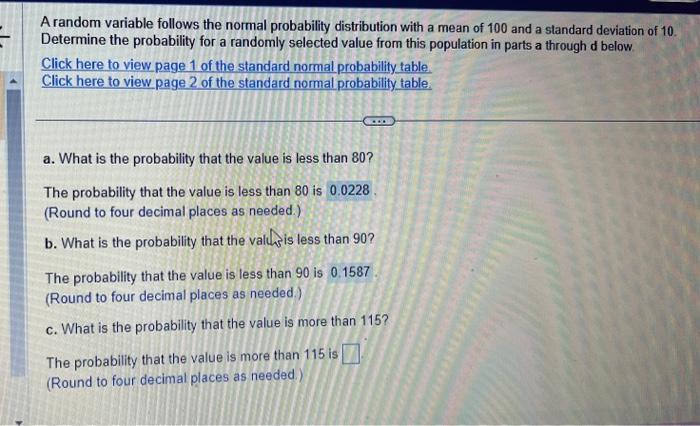 Solved A random variable follows the normal probability | Chegg.com