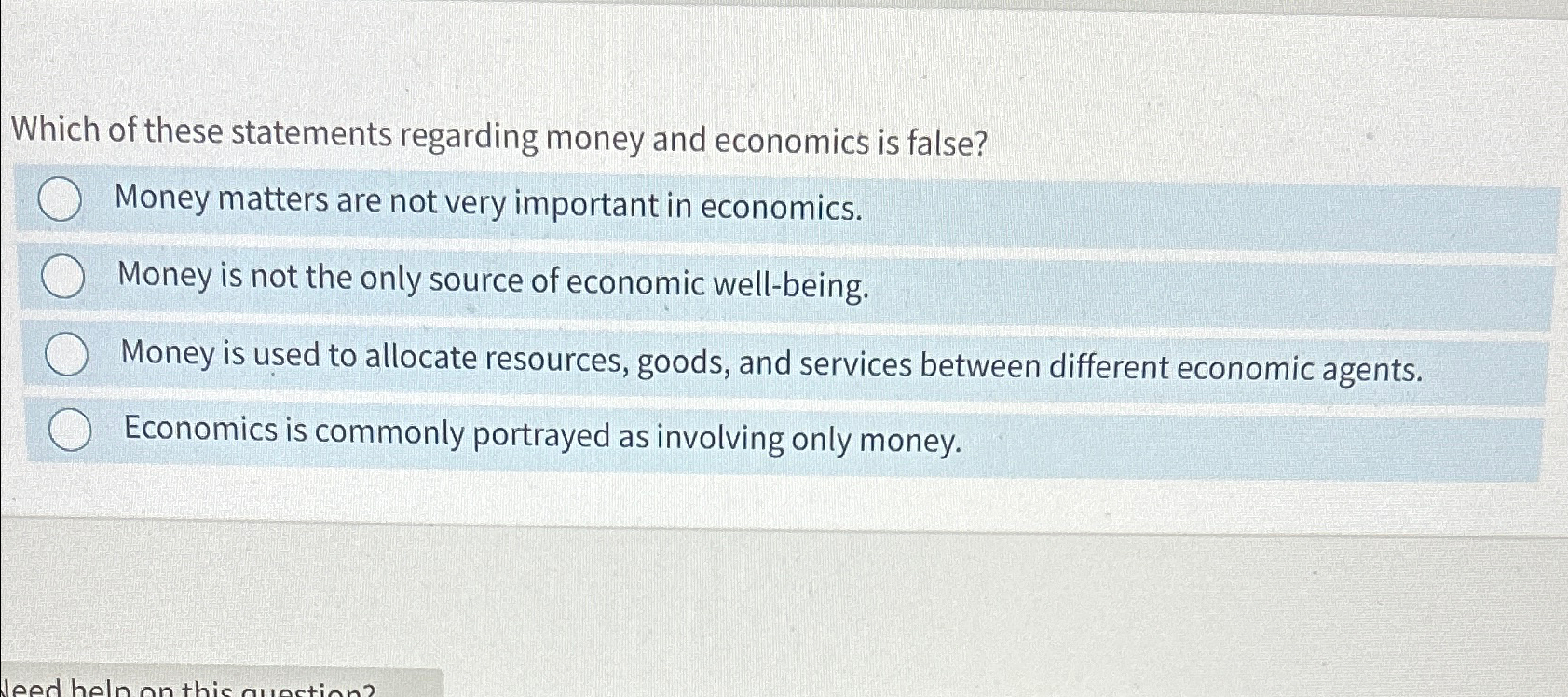 Solved Which of these statements regarding money and | Chegg.com