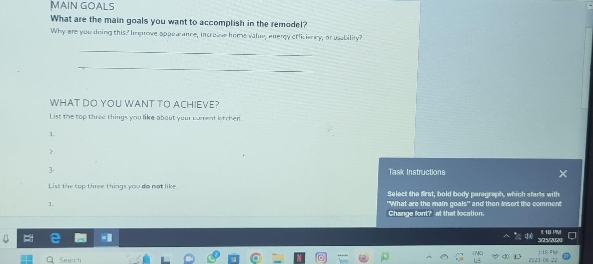 Solved MAIN GOALS What are the main goals you want to | Chegg.com