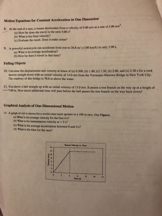 Solved Motion Equations for Constant Acceleration in One | Chegg.com