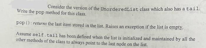 Solved i'm supposed to write a pop method for an unordered | Chegg.com