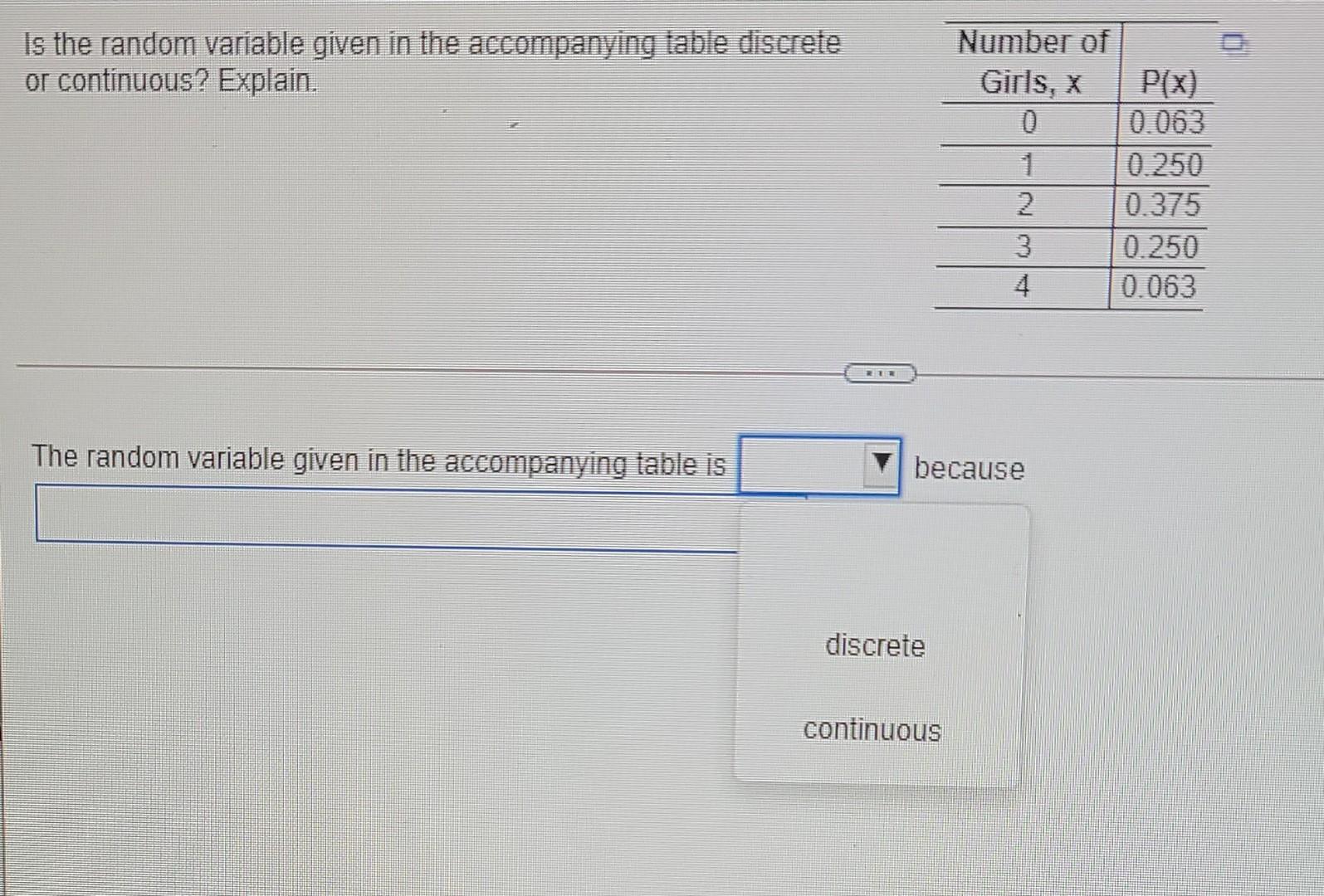 Solved Is the random variable given in the accompanying | Chegg.com