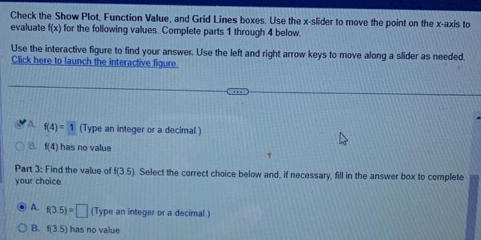 Solved Check the Show Plot, Function Value, and Grid Lines | Chegg.com