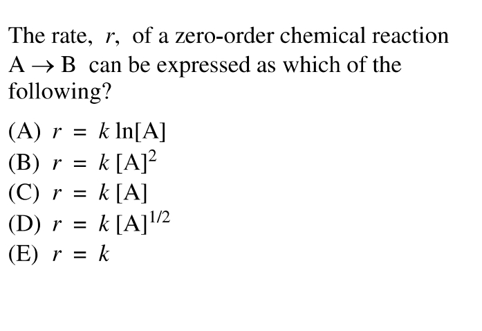 Solved The rate, r, ﻿of a zero-order chemical reactionA→B | Chegg.com