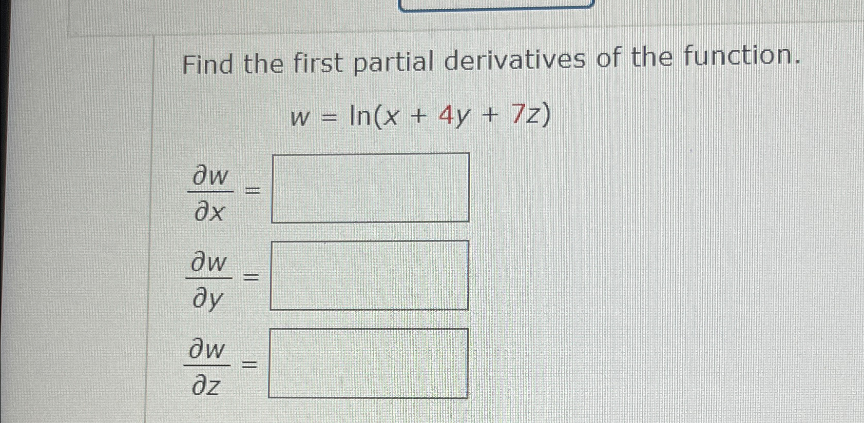 Solved Find the first partial derivatives of the | Chegg.com