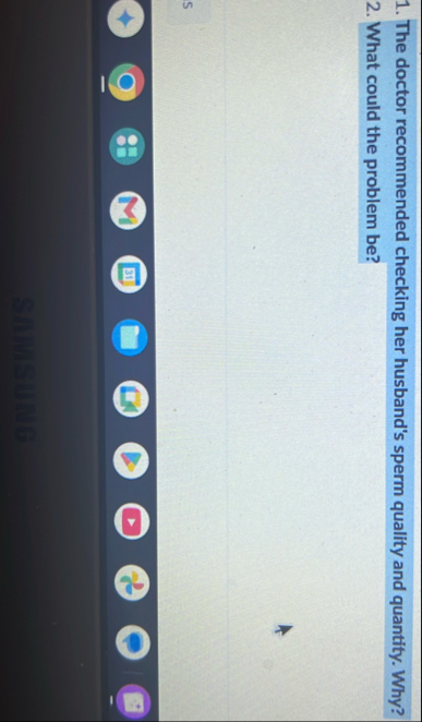 Solved The doctor recommended checking her husband's sperm | Chegg.com