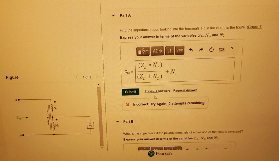 Solved Find the impedance seen looking into the terminals a | Chegg.com