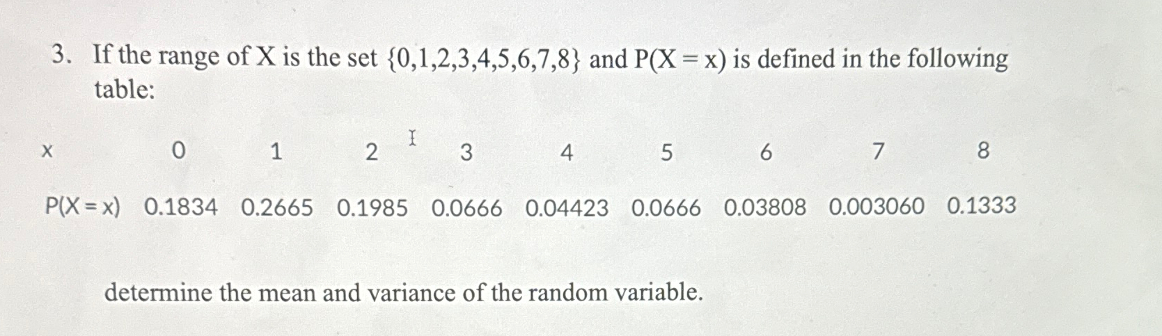 Solved If the range of x ﻿is the set {0,1,2,3,4,5,6,7,8} | Chegg.com