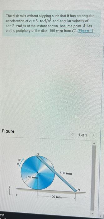 Solved The disk rolls without slipping such that it has an | Chegg.com