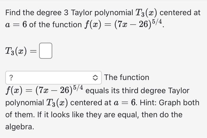 Solved Find the degree 3 Taylor polynomial \\( T_{3}(x) \\) | Chegg.com