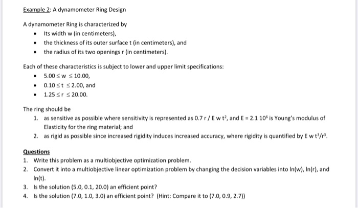 Example 2: A dynamometer Ring Design A dynamometer | Chegg.com