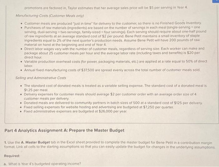Solved Required information Part 4 Analytics Assignment | Chegg.com