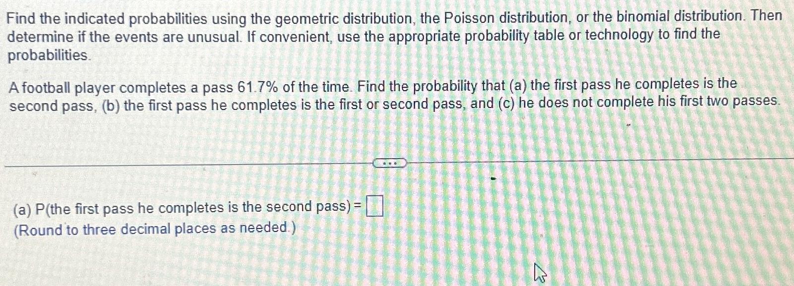 Find the indicated probabilities using the geometric | Chegg.com
