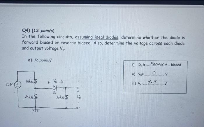 Solved Q4) [13 points] In the following circuits, assuming | Chegg.com