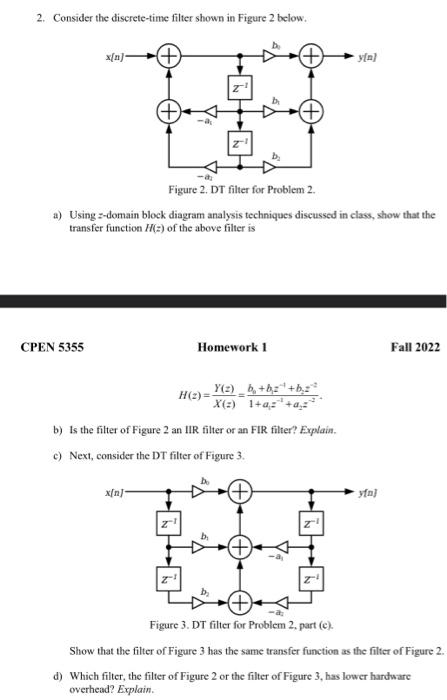 Solved 2. Consider the discrete-time filter shown in Figure | Chegg.com