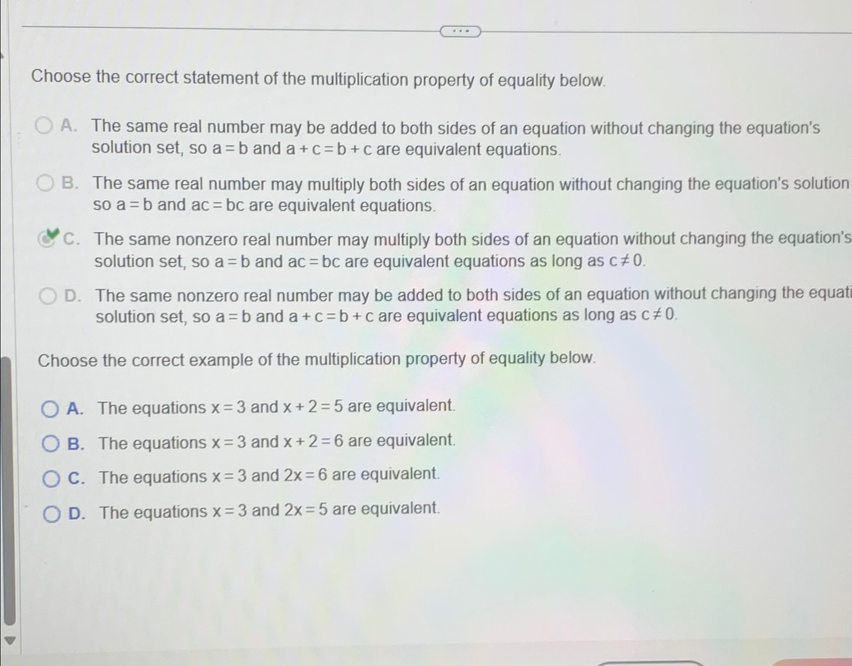 Solved Choose the correct statement of the multiplication | Chegg.com