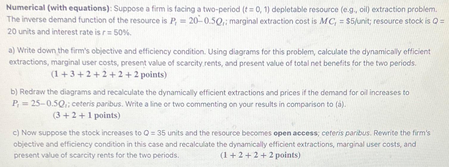 Solved Numerical (with equations): Suppose a firm is facing | Chegg.com