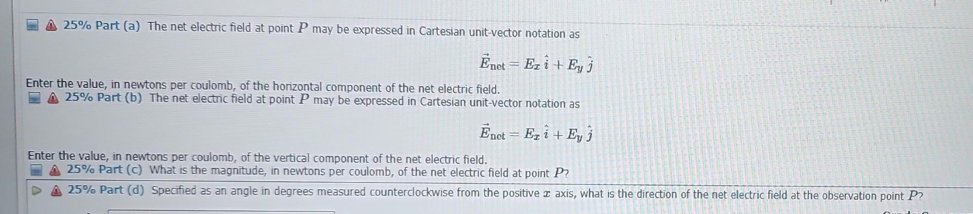 Solved (11\%) Problem 9: Three charges are placed at the | Chegg.com