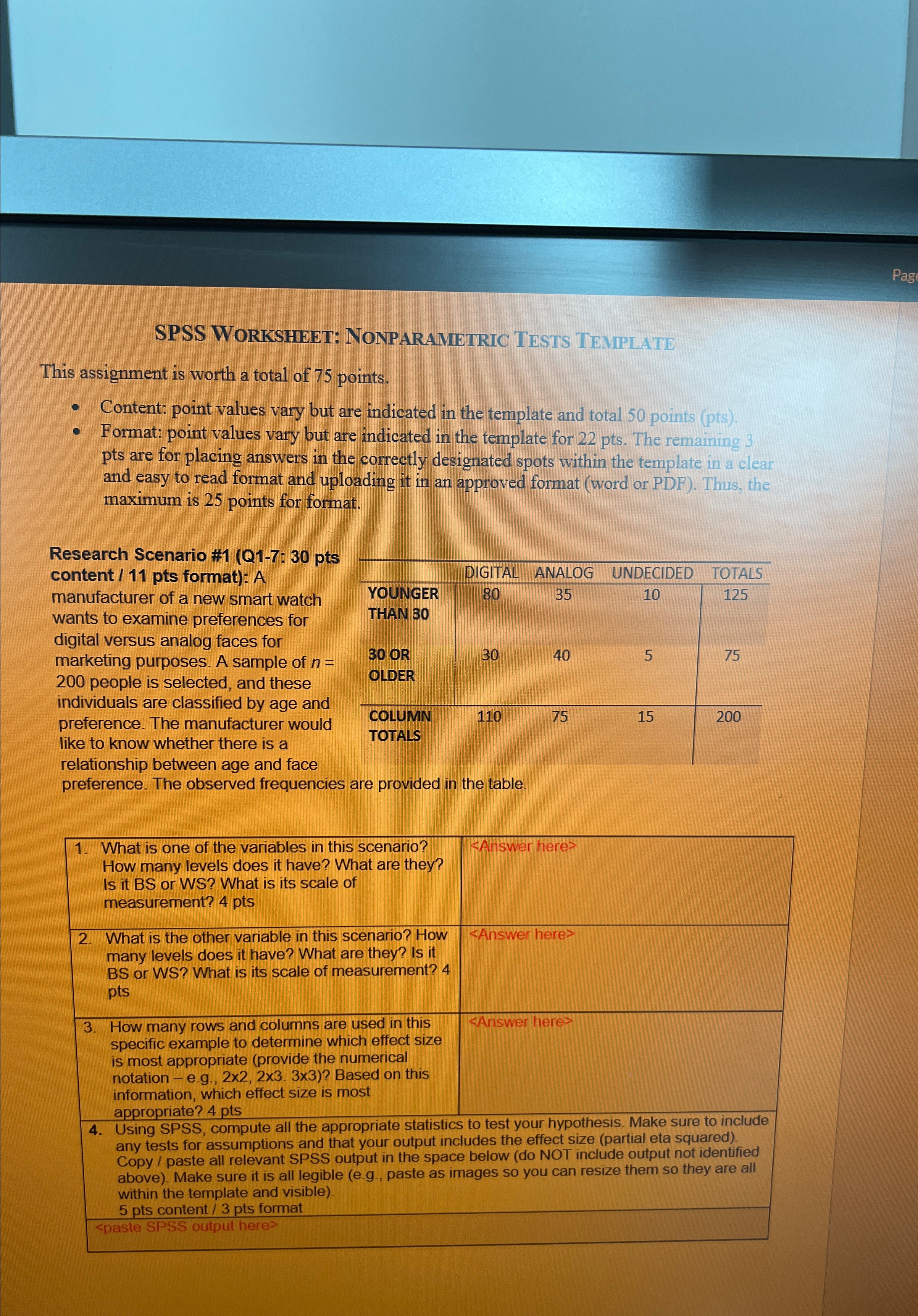 Solved SPSS WORKSHEET: NONPARAVIETRIC TESTS TEMPLATEThis | Chegg.com