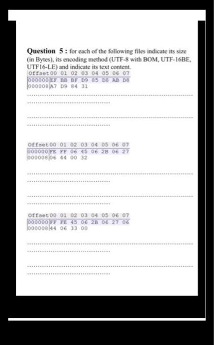 Appendixes Appendix 1: UTF encoding Headers (BOM - | Chegg.com