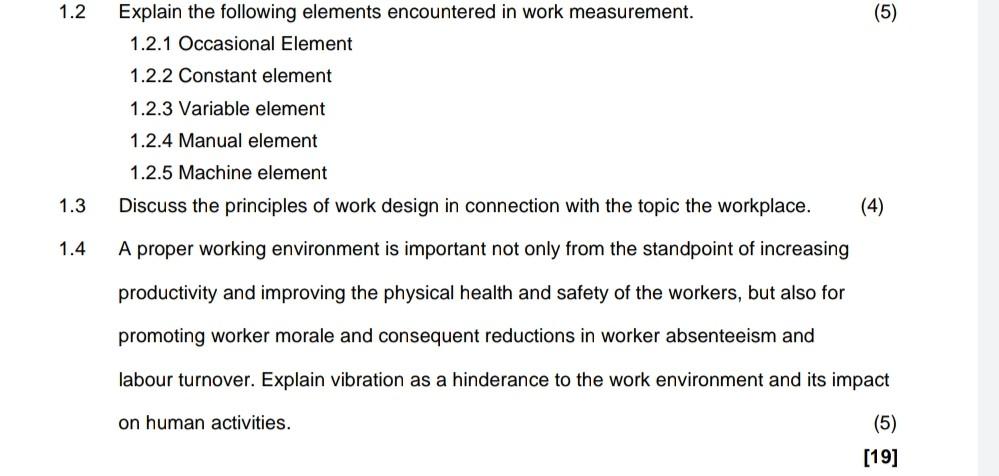 Solved 1.2 Explain the following elements encountered in | Chegg.com