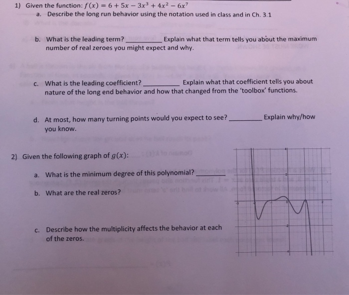 Solved 1) Given the function: f(x) = 6 + 5x - 3x + 4x2 - 6x? | Chegg.com
